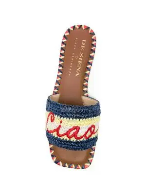 DE SIENA X Giada Embroidered Raffia Sandals