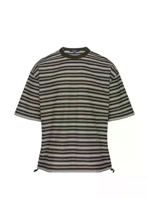 Comme Des Garçons Striped-pattern Drawstring-hem T-shirt