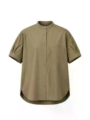 Aspesi Band-collar Short-sleeve Shirt - Green