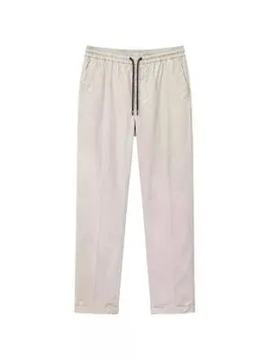 MASON'S Drawstring Waistband Pressed Crease Trousers - Neutrals