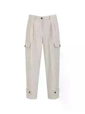 NINE:INTHE:MORNING Cargo Pants With Pleated Detailing And Buttoned Cuffs - Neutrals
