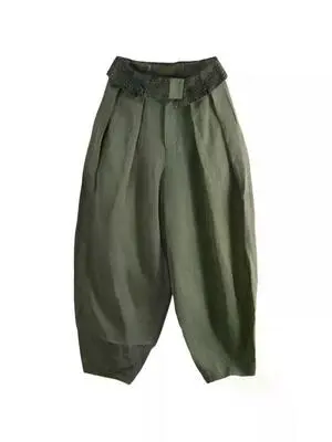 UMA WANG Pleated Tapered Cropped Trousers - Green
