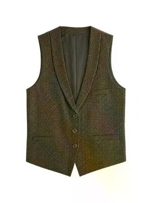 UMA WANG Geometric Pattern Waistcoat - Brown