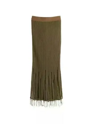 UMA WANG Ribbed Knit Distressed Skirt - Green