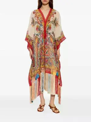 Etro Paisley-print Fringed Midi Dress - White