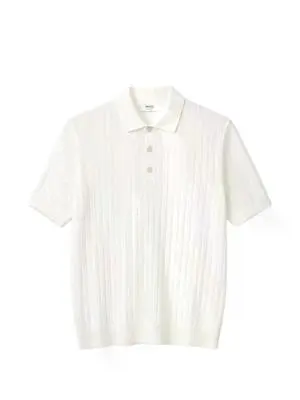 MASQ Ribbed-knit Polo Shirt - White