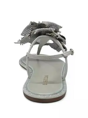 LE SILLA Floral Appliqué Crystal-embellished Slingback Sandals