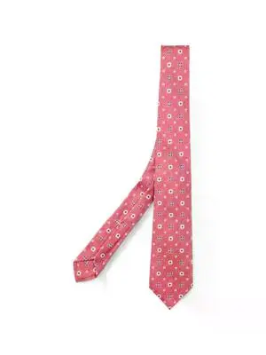 Kiton Geometric-pattern Tie - Pink