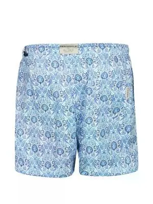 PENINSULA SWIMWEAR Paisley Print Drawstring Swim Shorts - Blue