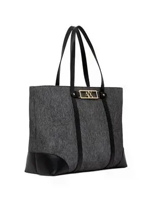 Armani Exchange Logo Plaque Tote Bag