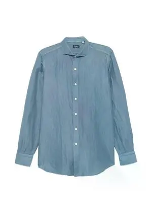 FINAMORE 1925 Spread-collar Button-up Shirt - Blue