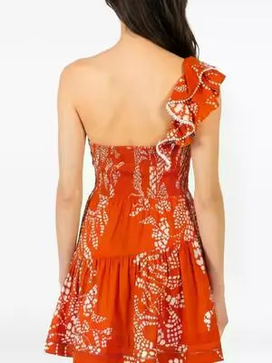 Poupette St Barth Niki One-shoulder Ruffled Dress