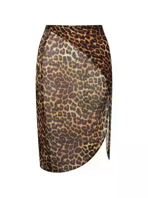 MAISON CLOSE Safari Leopard-print Mini Wrap Skirt - Brown