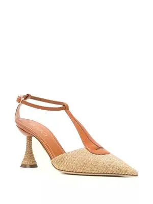 Rodo Straw-panelled T-bar Pumps