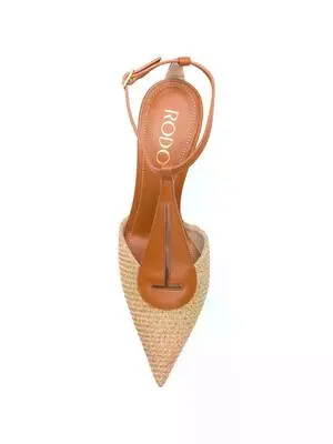 Rodo Straw-panelled T-bar Pumps