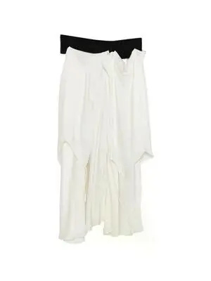 ALAINPAUL Asymmetric Midi Skirt With Draped Logo Waistband - Neutrals