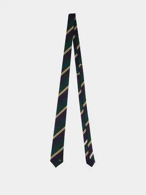 Valentino Garavani Green And Blue Jacquard Regimental Silk Tie - Multicolour