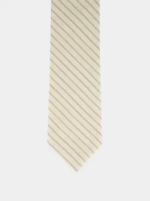 Auralee Ivory Stripe Wool Tie