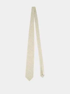 Auralee Ivory Stripe Wool Tie