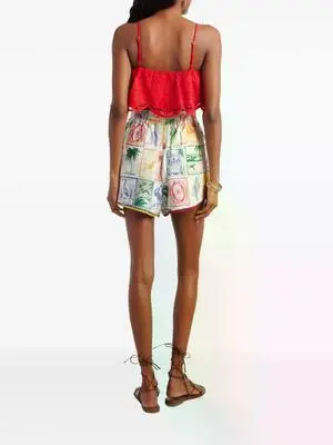 Farm Rio Graphic Print Linen Blend Shorts