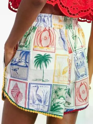 Farm Rio Graphic Print Linen Blend Shorts