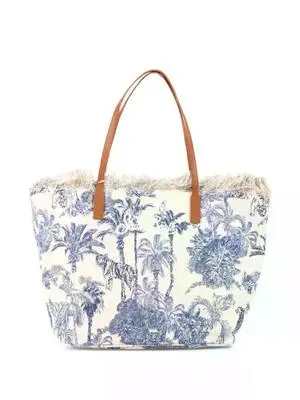 MC2 SAINT BARTH Fringed Jungle-print Tote Bag - Neutrals