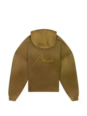 Rhude Embroidered Logo Zip-up Hoodie - Brown