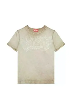 DIESEL® Graphic Print Logo Patch T-shirt - Neutrals