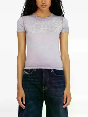 DIESEL® Graphic Print Pigment-dyed T-shirt - Purple