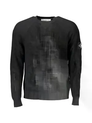Calvin Klein Waffle Knit Logo Patch Sweater - Black