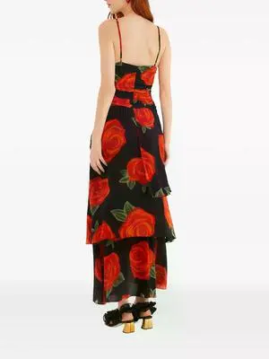 Farm Rio Floral Print Layered V-neck Dress