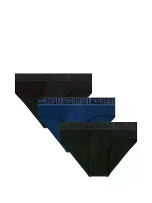 DIESEL® Logo-waistband Cotton Briefs - Black