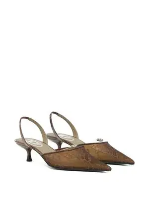 DIESEL® Lace-mesh Pointed-toe Slingback Shoes