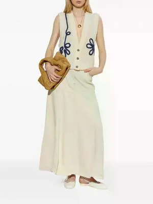 Munthe Contrast Stitch Panelled Maxi Skirt