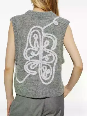 Munthe Embroidered Sleeveless Wool Cardigan