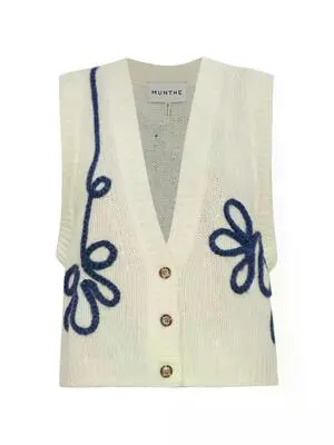 Munthe Nowland Embroidered Wool Cardigan - Neutrals