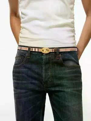 Burberry Reversible Check And Leather Belt