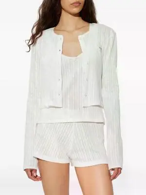 Munthe Noelia Pointelle Knit Cropped Cardigan