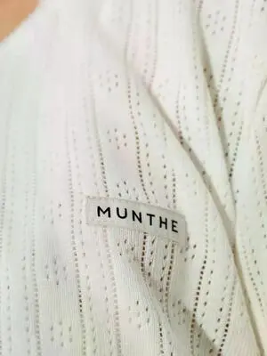 Munthe Noelia Pointelle Knit Cropped Cardigan