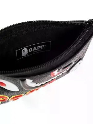 A BATHING APE Shark-patch Pebbled Leather Cardholder