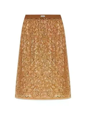 Munthe Sequin-embellished Beaded Midi Skirt - Brown