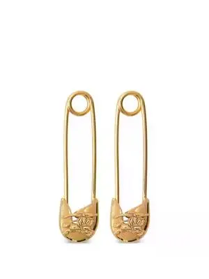 Burberry Equestrian Knight Design Safety Pin Earrings - Gold