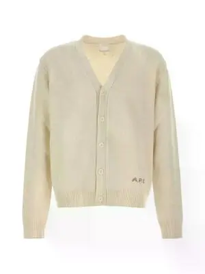 A.p.c. Kevin Logo-embroidered Cardigan - Neutrals