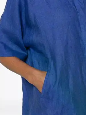 ROBERT FRIEDMAN Band Collar Short Sleeve Blouse