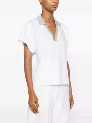 Amina Rubinacci Glitter Trim V-neck T-shirt