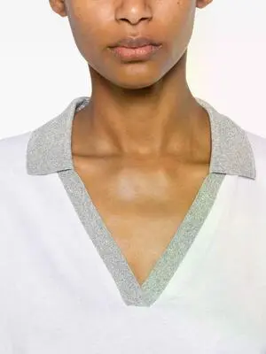 Amina Rubinacci Glitter Trim V-neck T-shirt