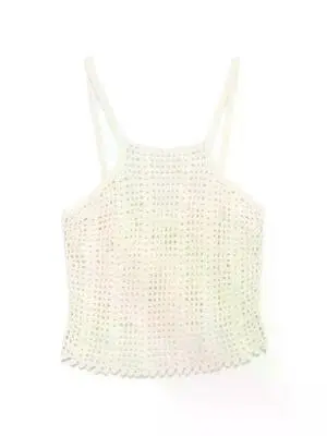 TERRY PUESTO Crochet Knit Halter Neck Top - Neutrals