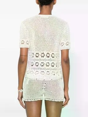 TERRY PUESTO Crochet-knit Shell-embellished Cardigan