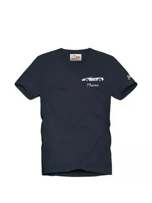 MC2 SAINT BARTH Portofino Car-embroidered T-shirt - Blue