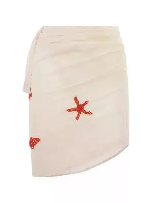 MC2 SAINT BARTH Embroidered Mid Wrap Skirt - White